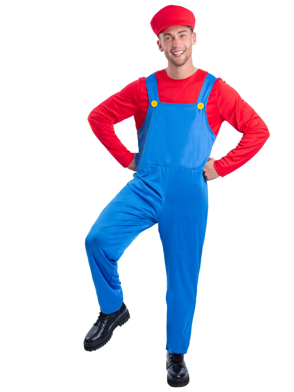 Red Plumber Costume with Top, Dungarees & Cap – Smiffys Australia