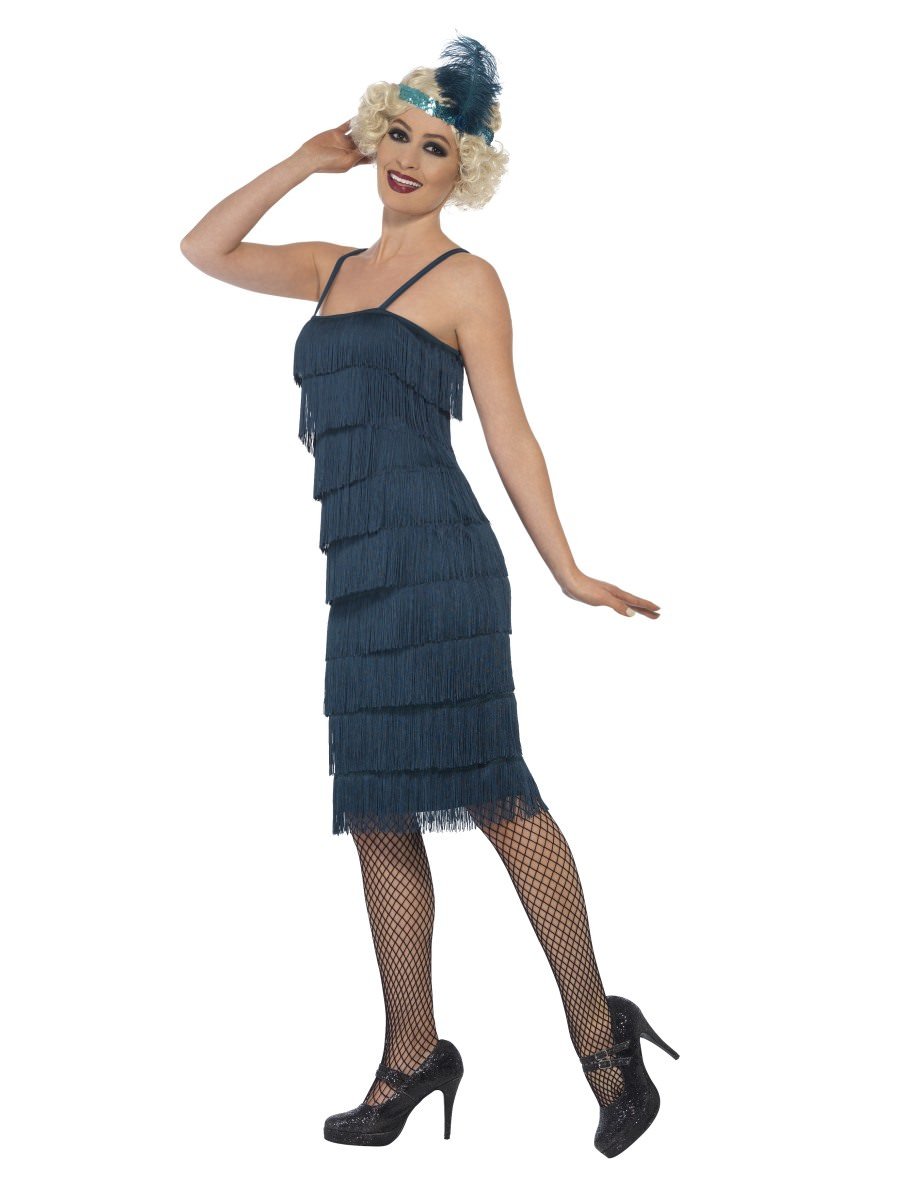 Flapper Costume, Teal Green, with Long Dress | Smiffys.com.au – Smiffys ...